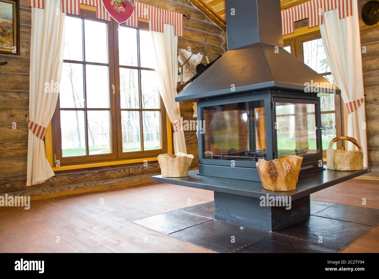 Interior of hunter's house Stock Photo - Alamy