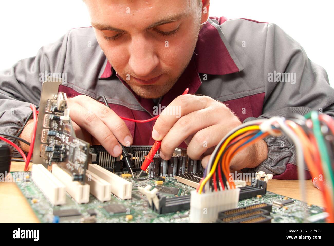 Computer support engineer. Isolated on white Stock Photo - Alamy