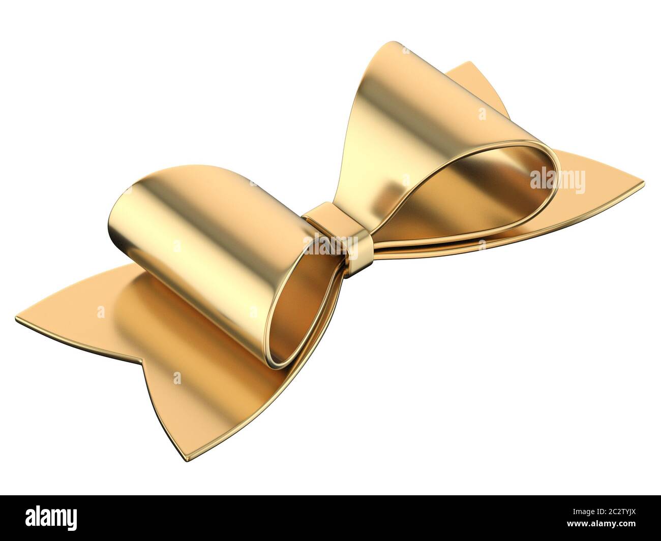 Simple golden ribbon bow 3D Stock Photo - Alamy