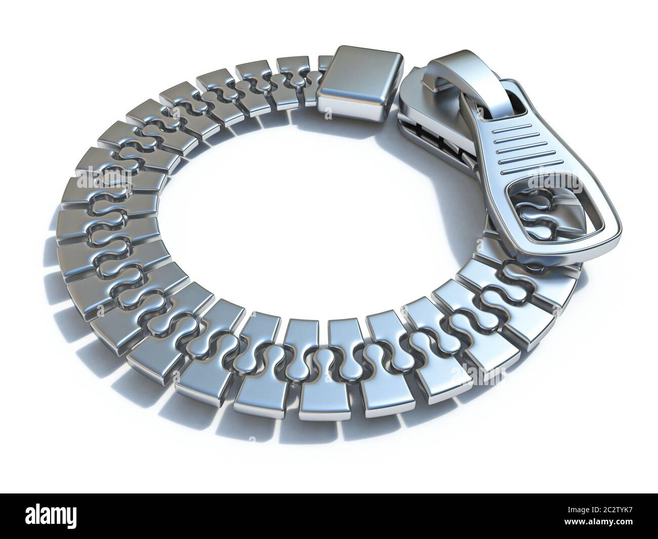 Metal circle zipper 3D Stock Photo - Alamy