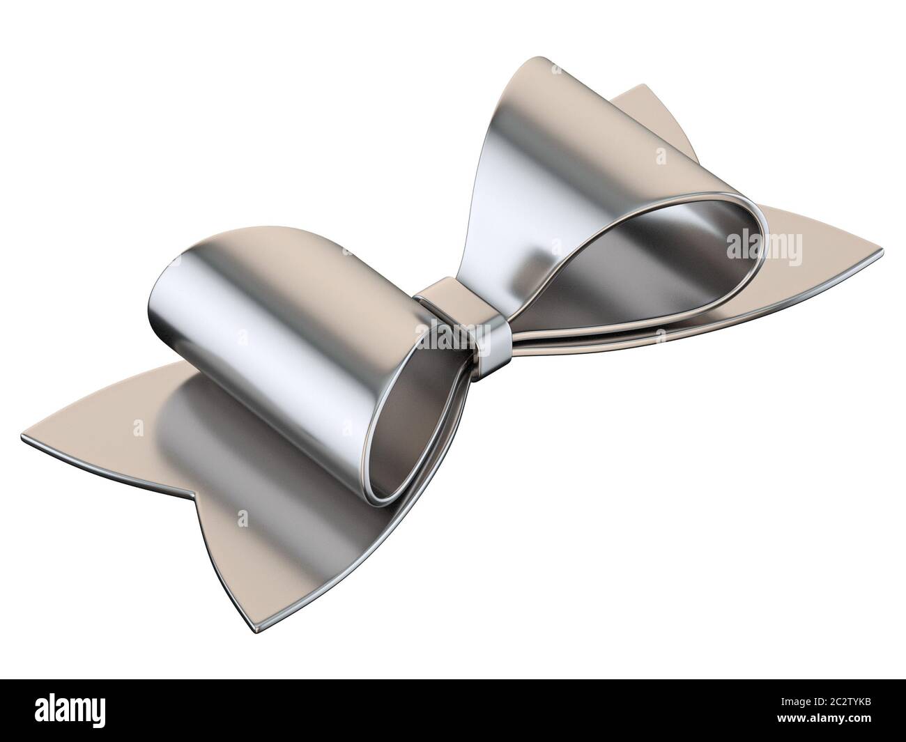 Simple silver ribbon bow 3D Stock Photo - Alamy