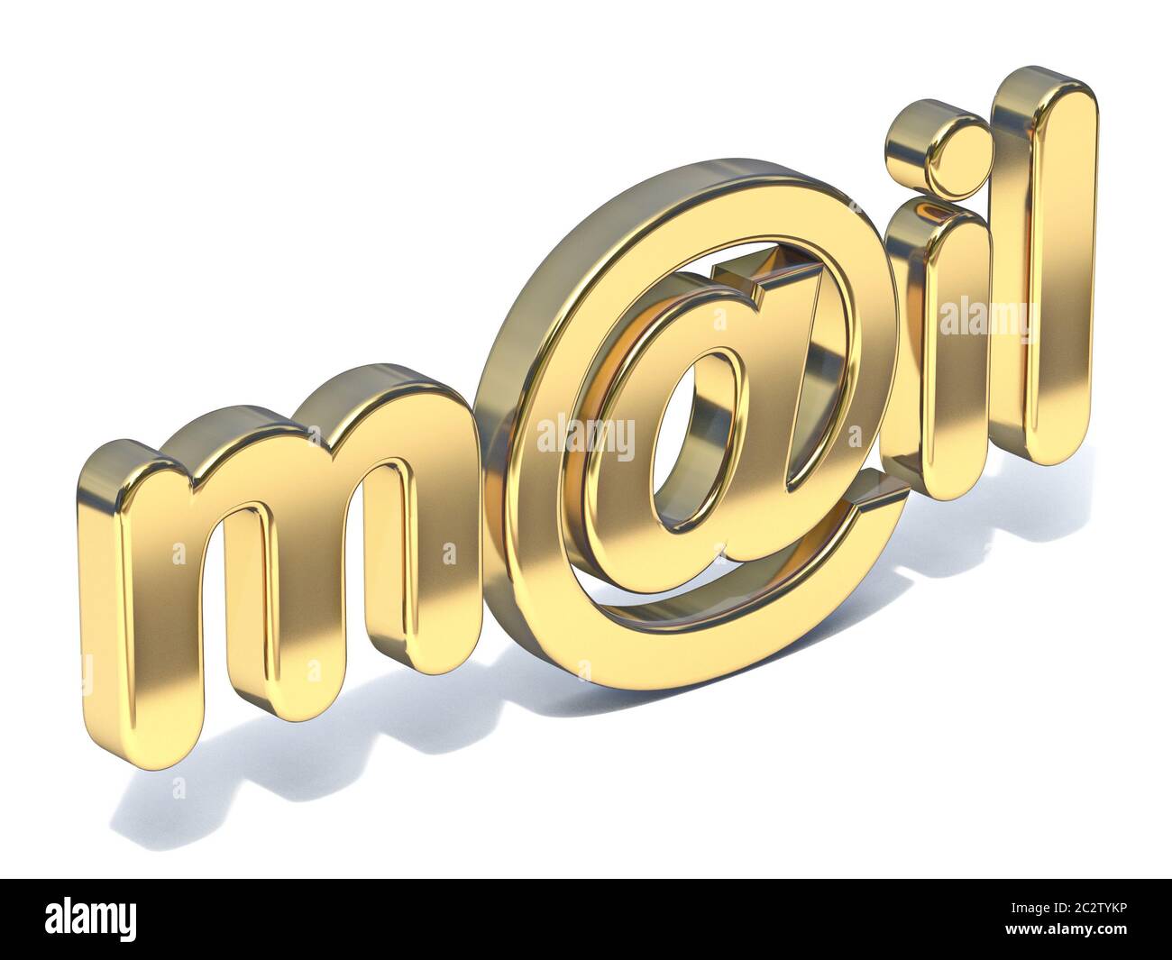 Golden word MAIL with at sign 3D Stock Photo - Alamy