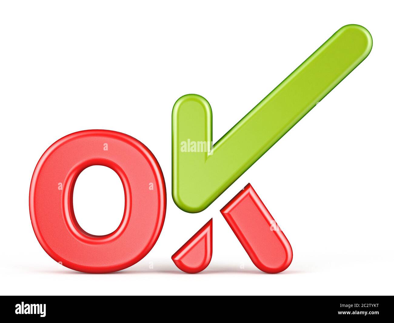 Word OK with green check mark Front view 3D Stock Photo - Alamy