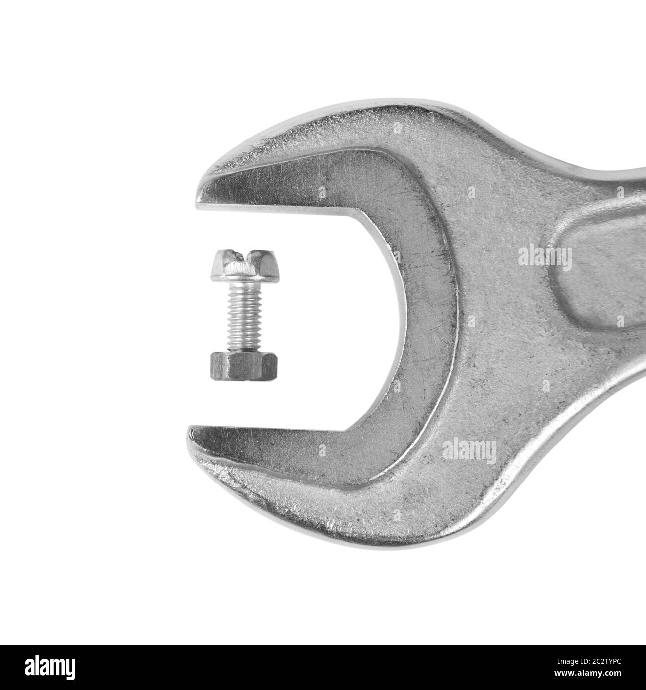 Big spanner and screw. Isolated on white Stock Photo - Alamy