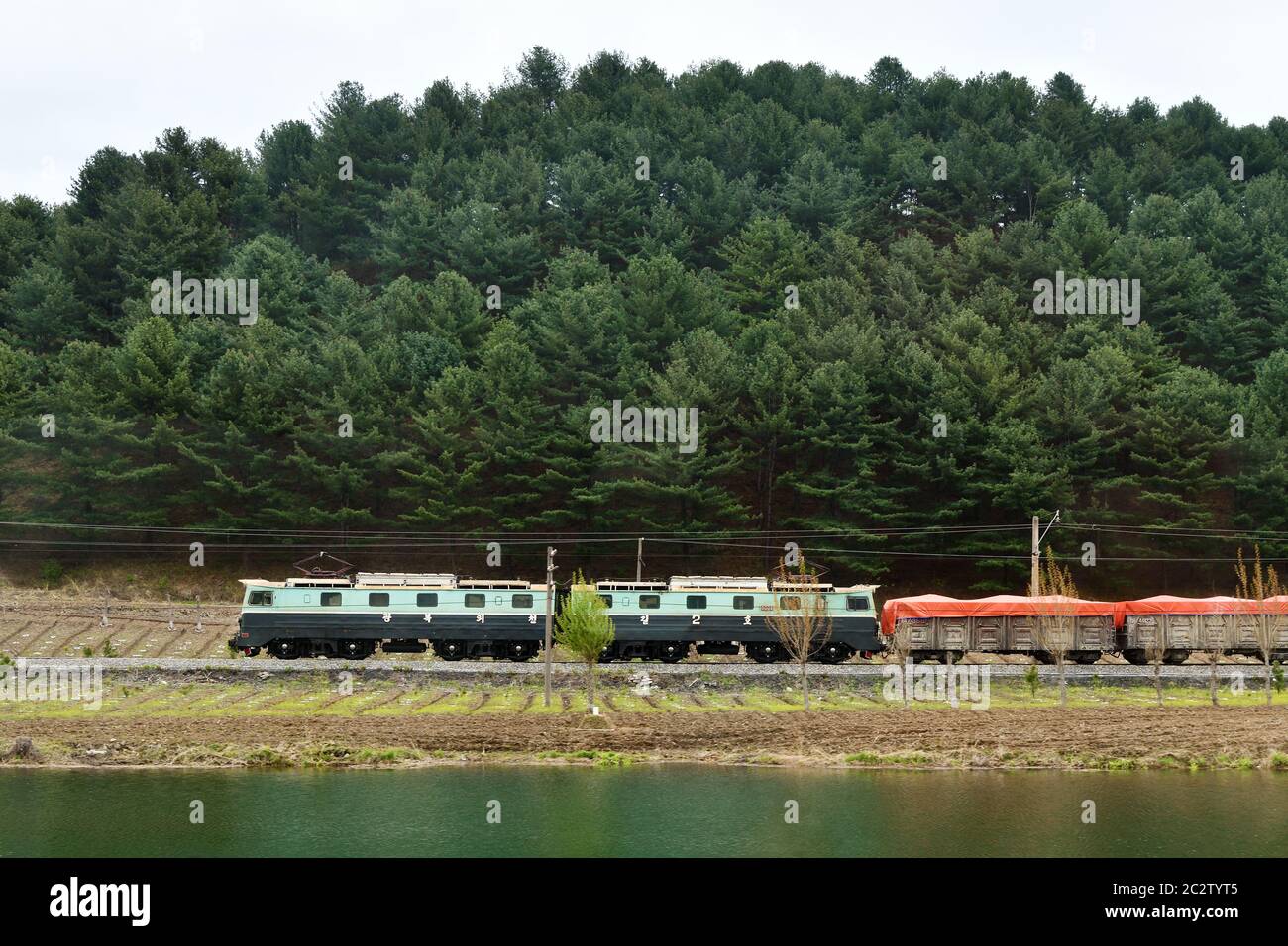 North Korea, Pyongyang - April 30, 2019: Countryside. North Korea ...