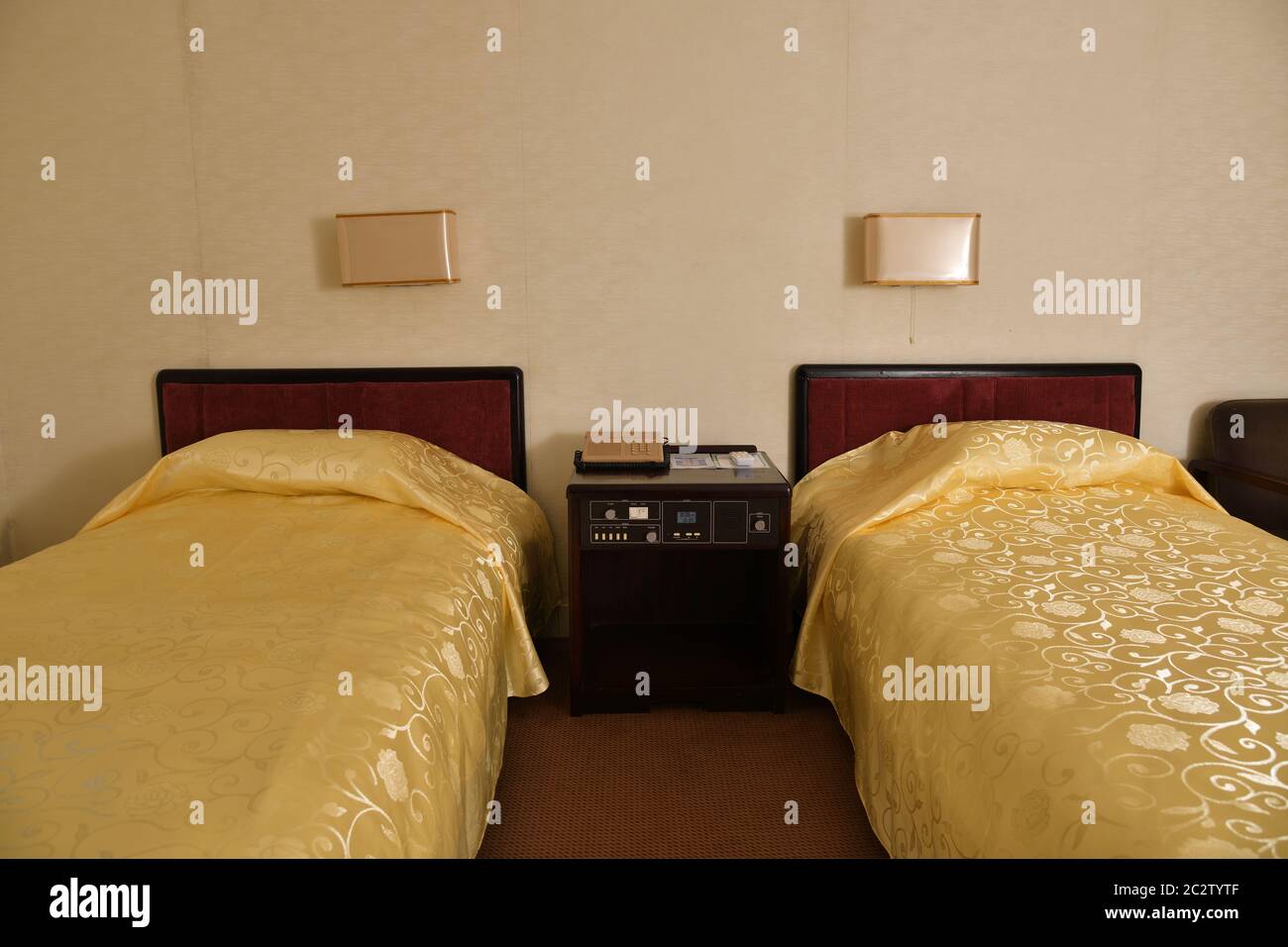 Pyongyang, North Korea - May 1, 2019: Standart room furnishings in ...