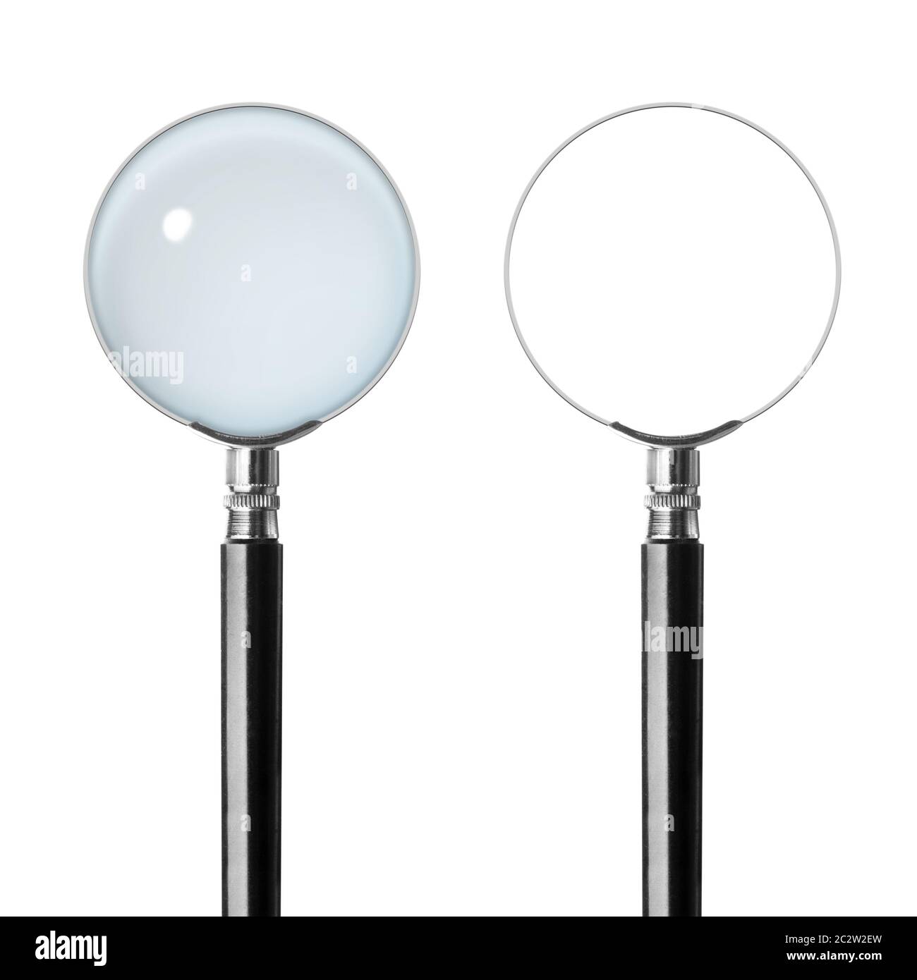 Two magnifying glasses. Isolated on white background Stock Photo - Alamy