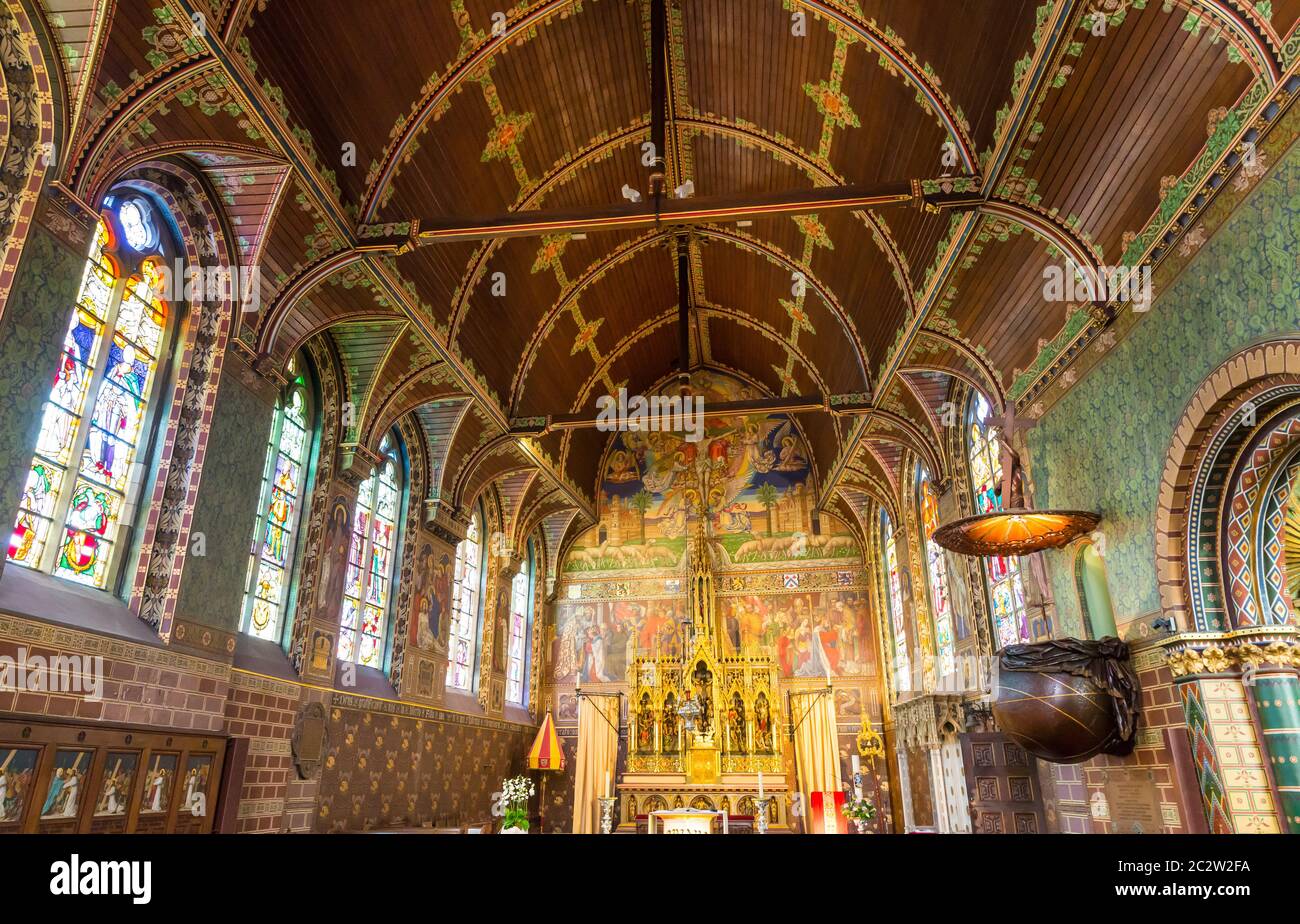 Interior of old church, Europe, nobody. Ancient european architecture ...