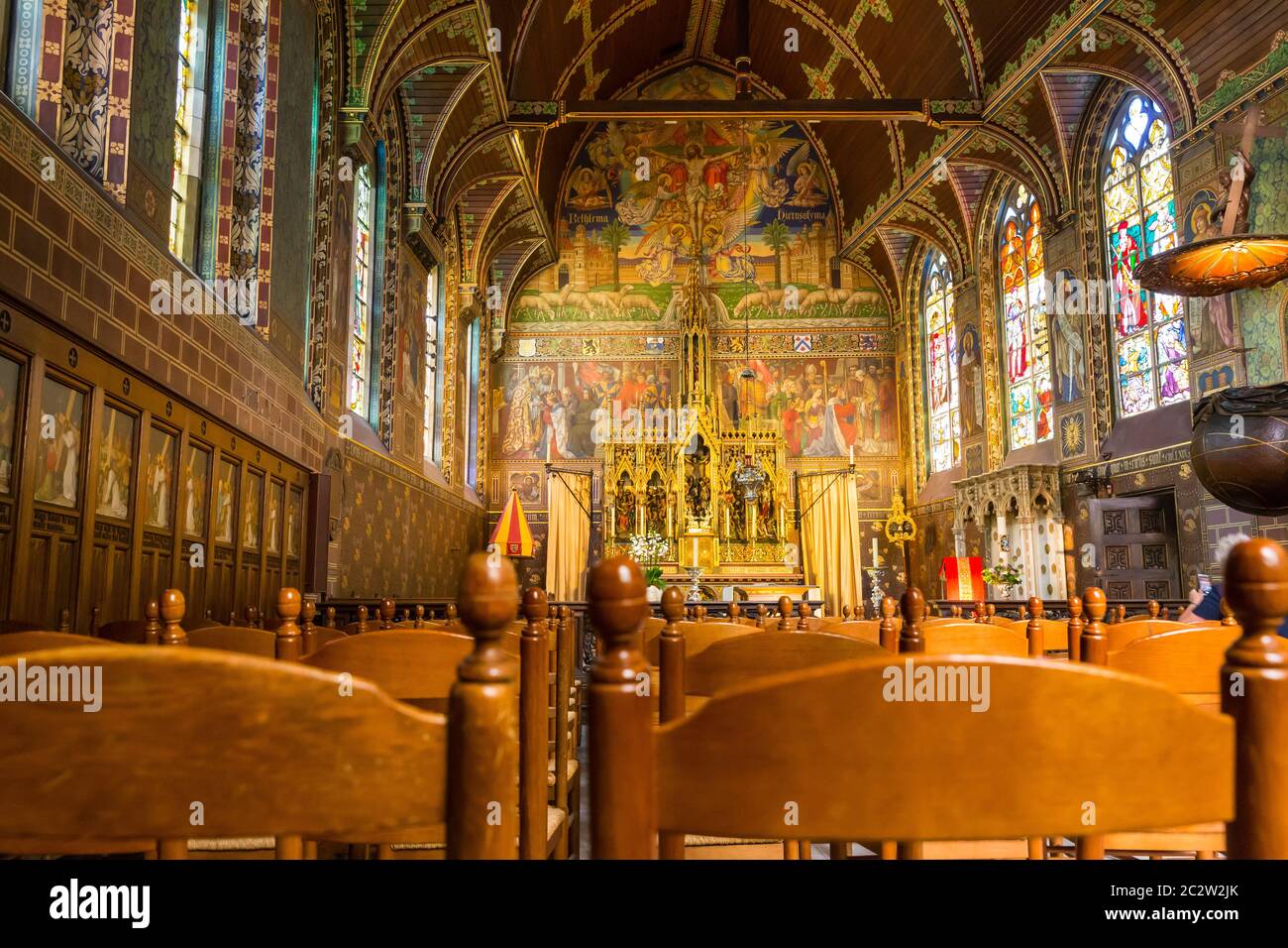 Hall of old church, Europe. Ancient european architecture and style ...