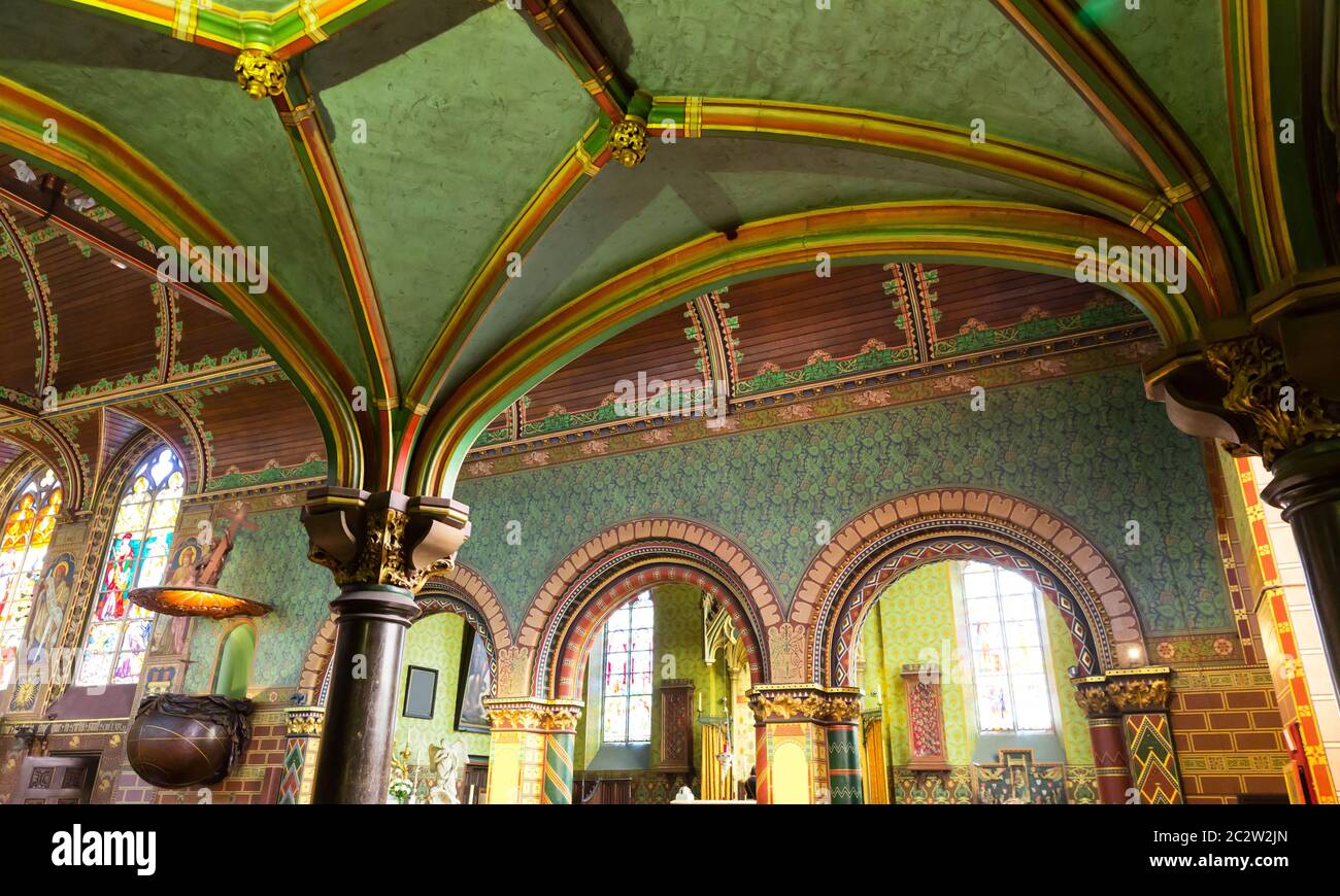Celling in old church, Europe. Ancient european architecture and style ...