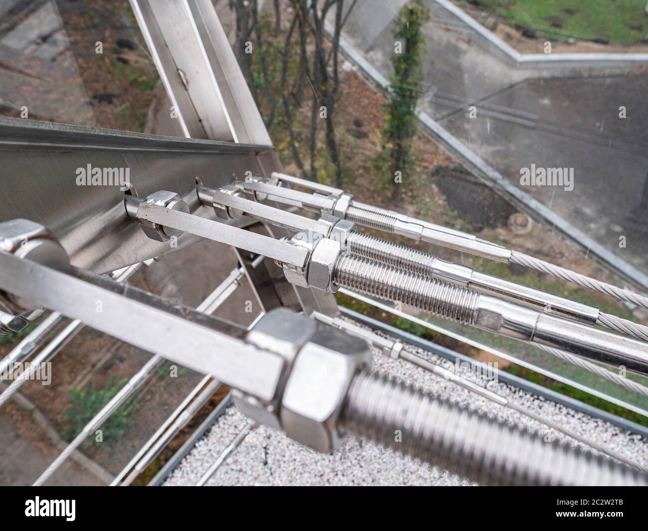 Stainless steel threaded connection. Bolt. Nut. Place for text ...