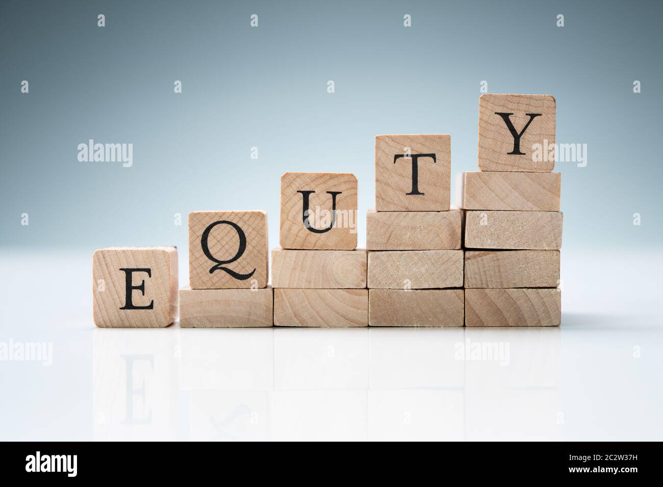 Stack Of Wooden Blocks Arranged In A Row Showing Equity Text Over ...