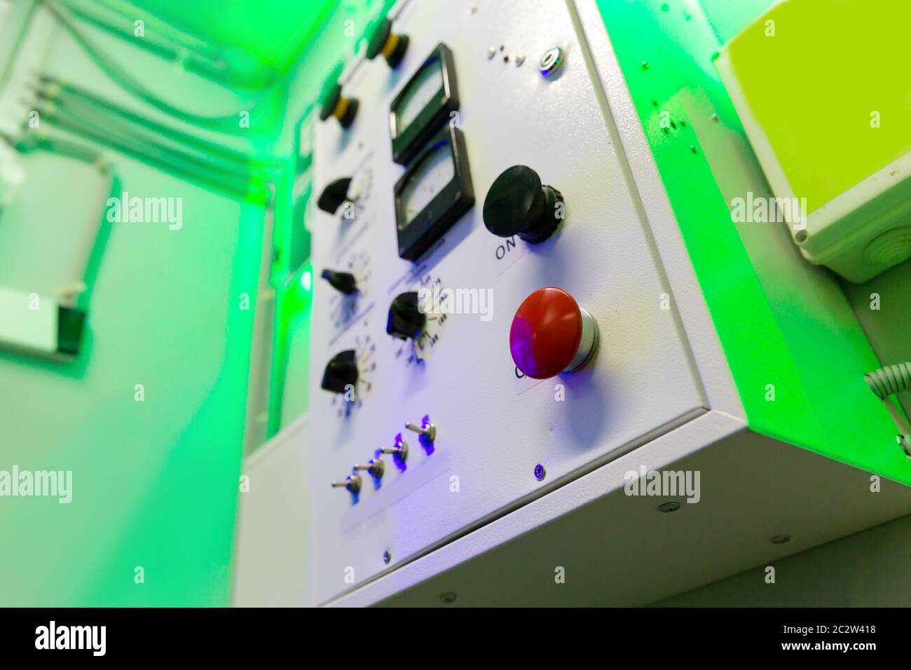 Electric control panel with buttons and levers Stock Photo - Alamy