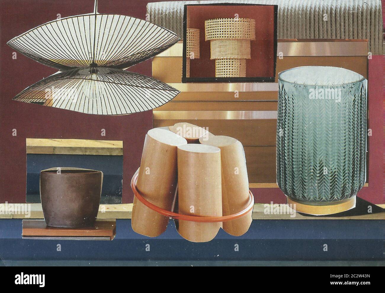 Carefully crafted handmade collage. Object montage. Surreal settings ...