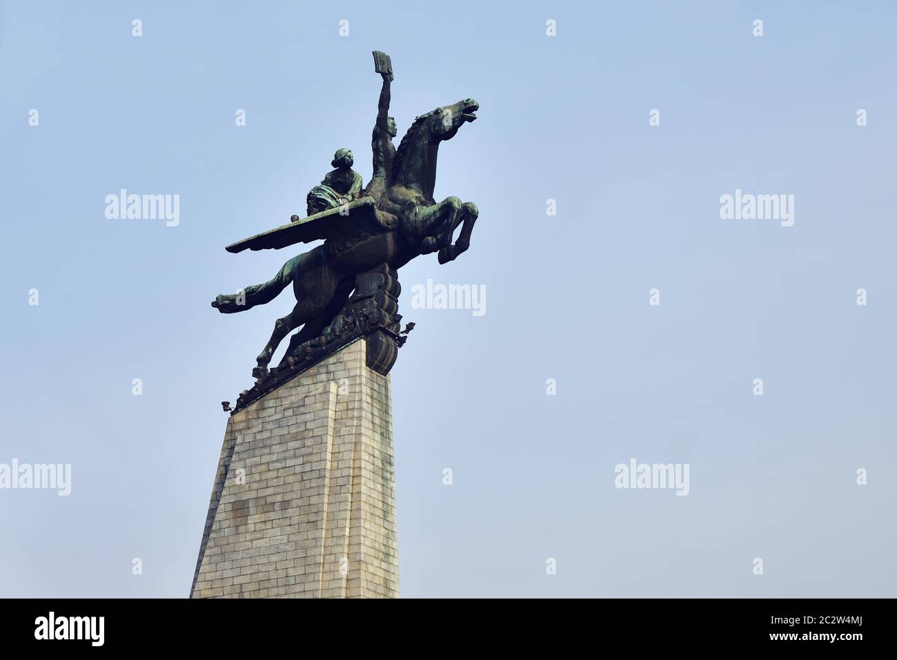 North Korea, Pyongyang - May 1, 2019: View on the Chollima Statue from ...