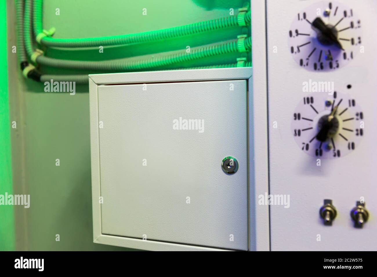 Electric control panel with buttons and levers Stock Photo - Alamy
