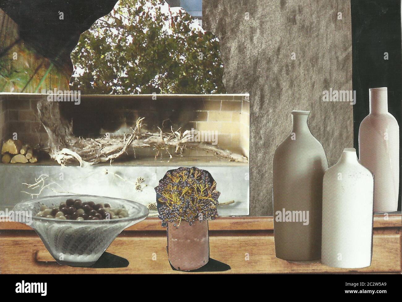 Carefully crafted handmade collage. Object montage. Surreal settings ...