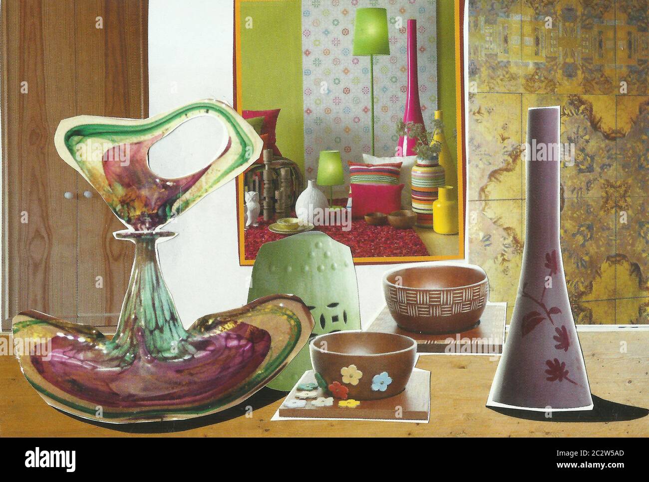 Carefully crafted handmade collage. Object montage. Surreal settings ...