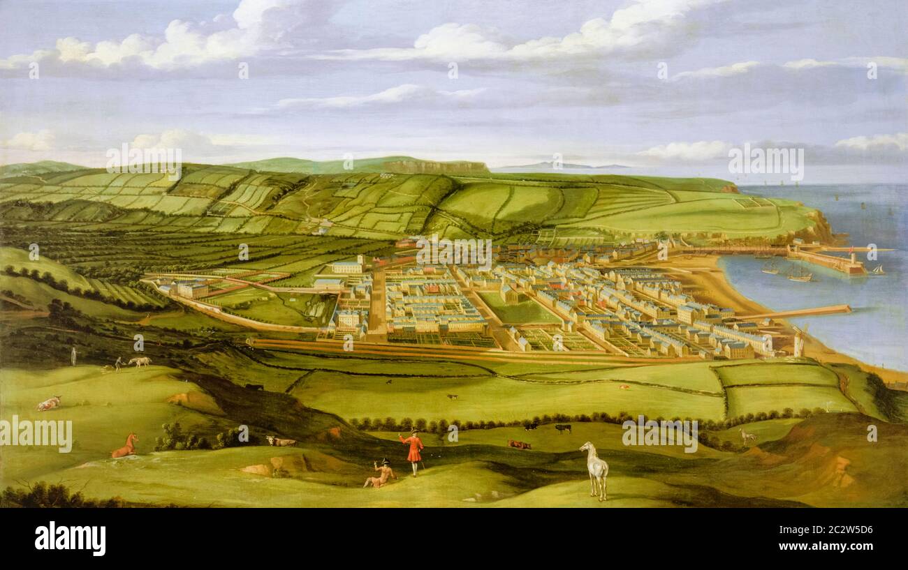 Whitehaven, Cumbria, showing Flatt Hall, landscape painting by Matthias ...