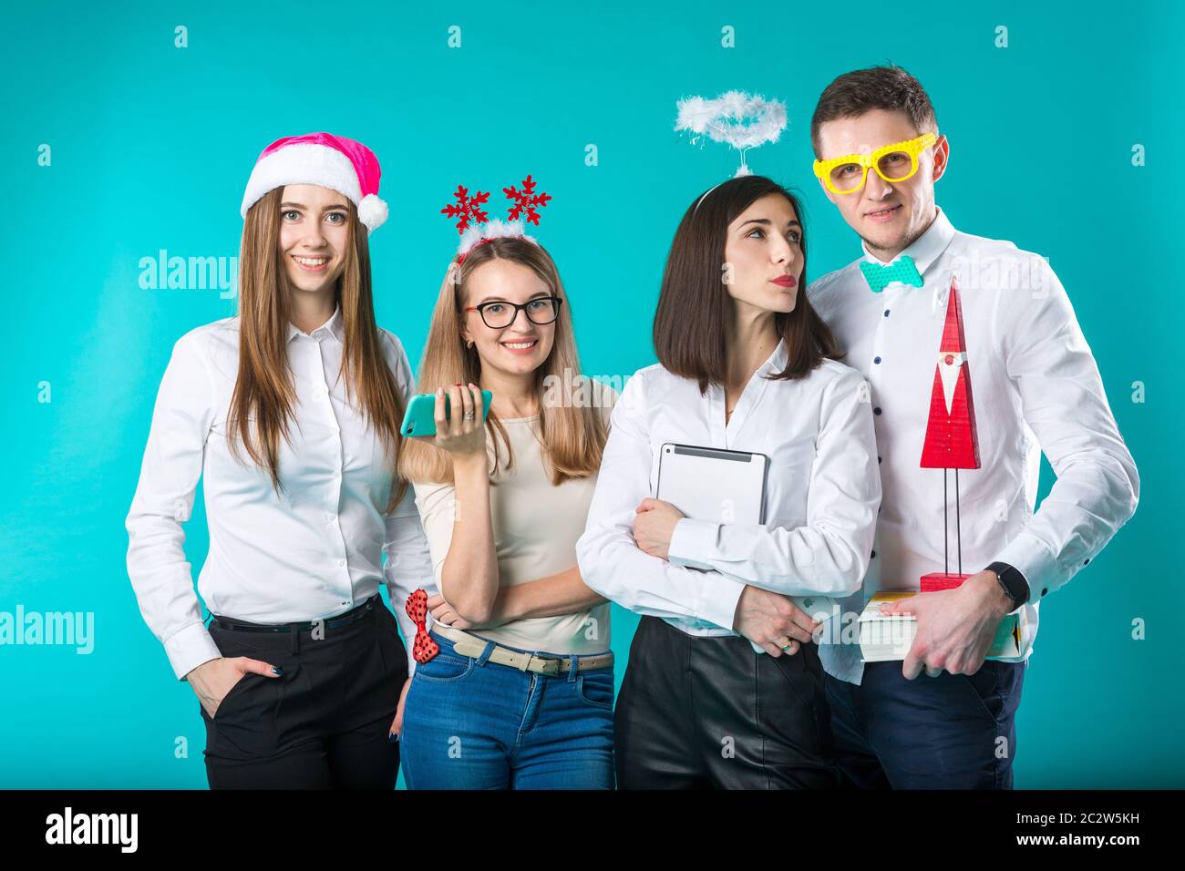 Business people celebrating New Year party and Christmas celebration ...