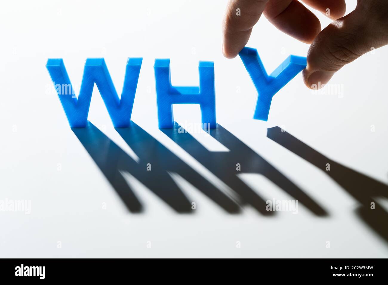 Close-up Of A Person's Hand Placing Y Alphabet To Make The Word Why ...