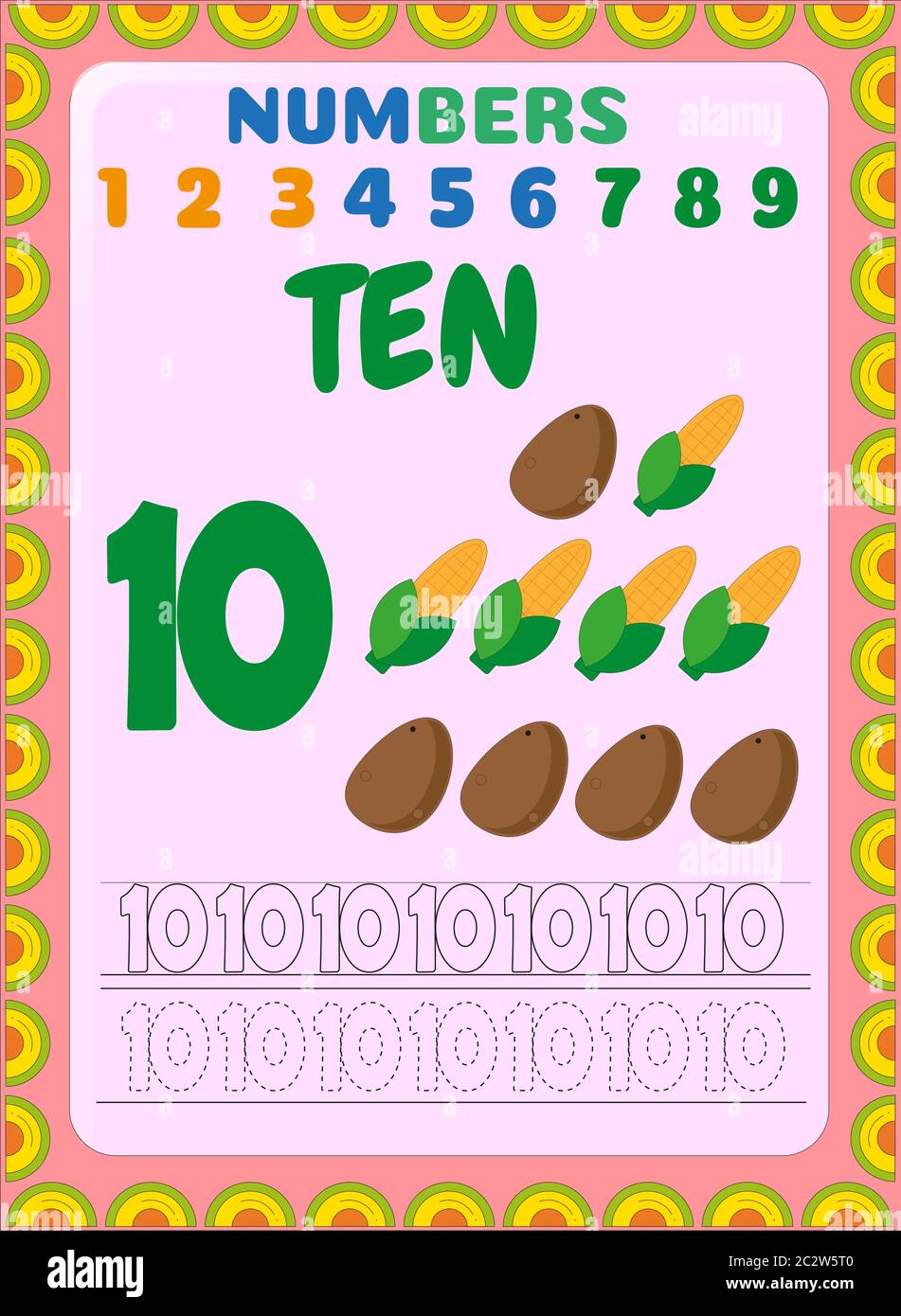 Preschool and toddler math with potato and corn design Stock Vector ...