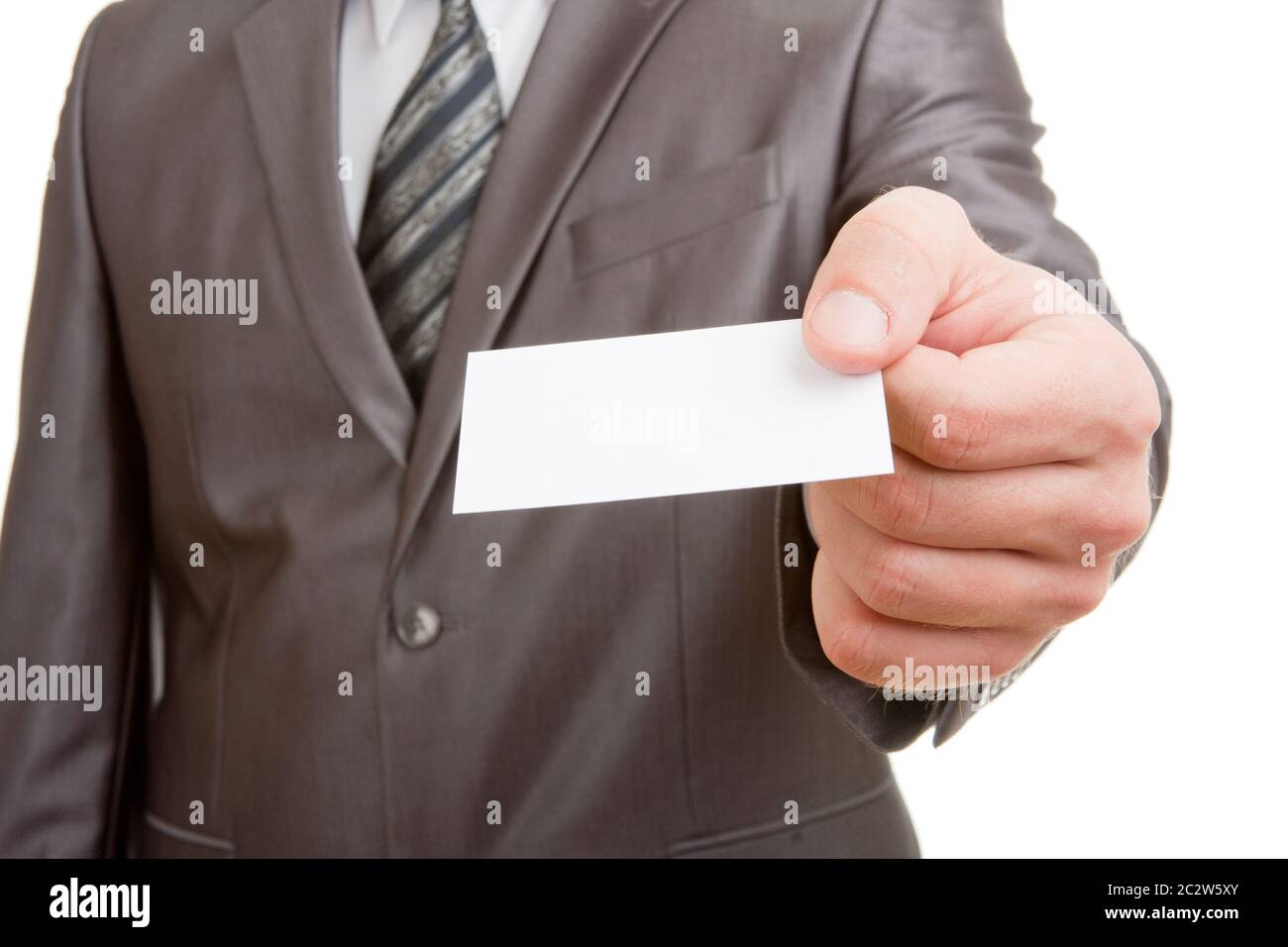 Businessman giving blank card. Isolated on white background Stock Photo ...
