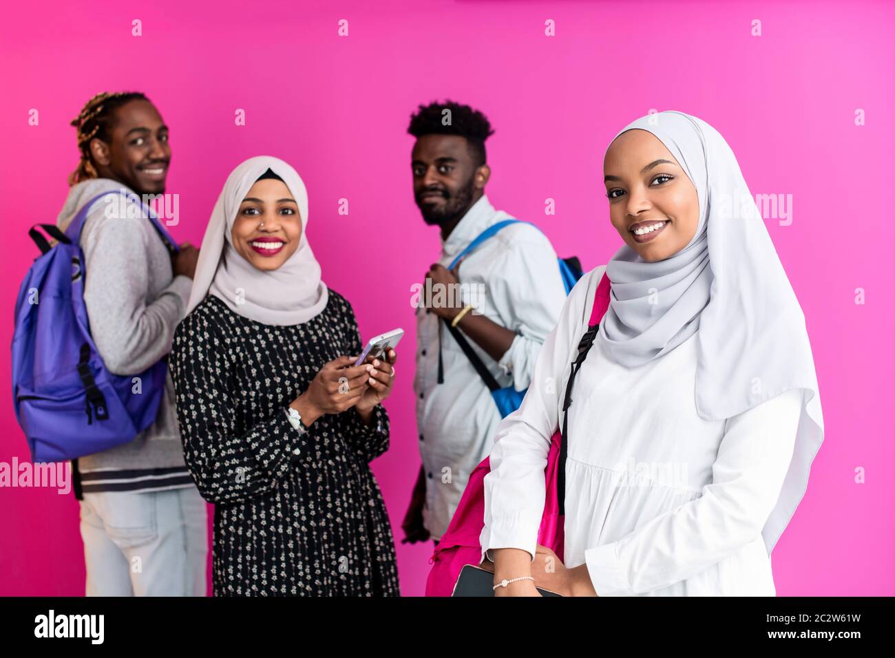 african students group using smart phones Stock Photo - Alamy