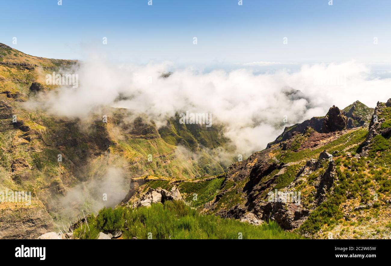 Beautiful mountains high in clouds, Madeira Stock Photo - Alamy