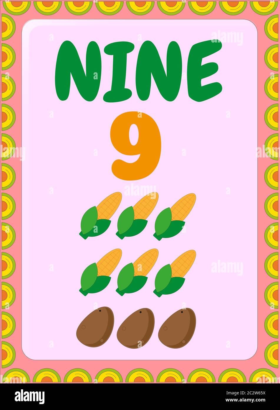 Preschool and toddler math with potato and corn design Stock Vector ...