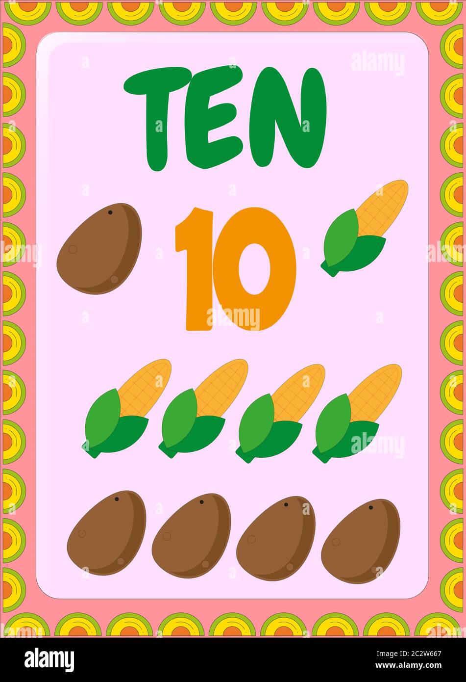 Preschool and toddler math with potato and corn design Stock Vector ...