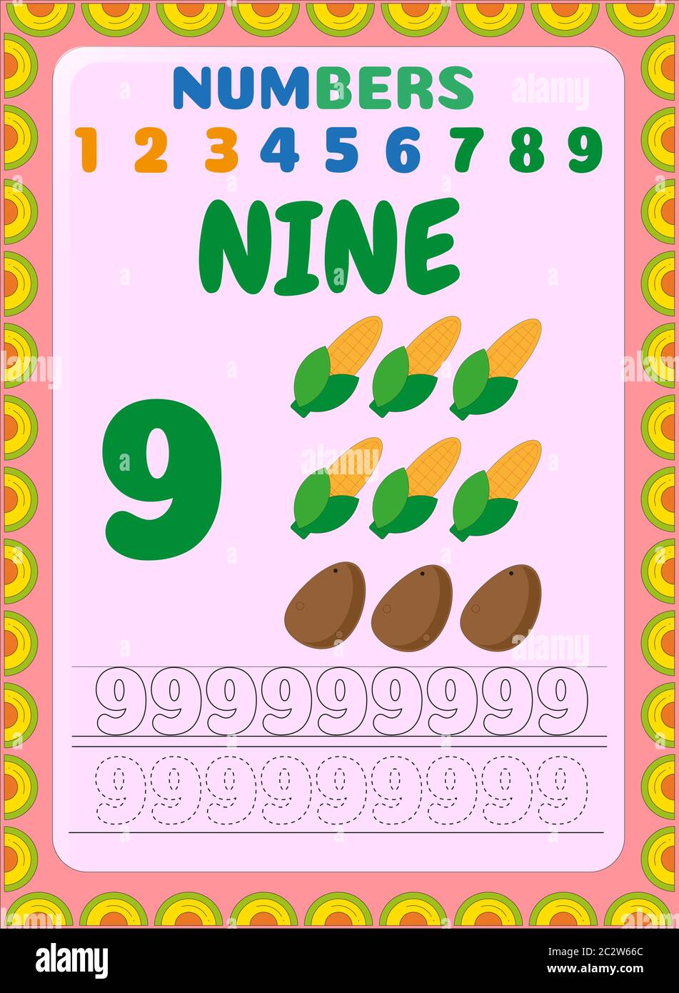 Preschool and toddler math with potato and corn design Stock Vector ...