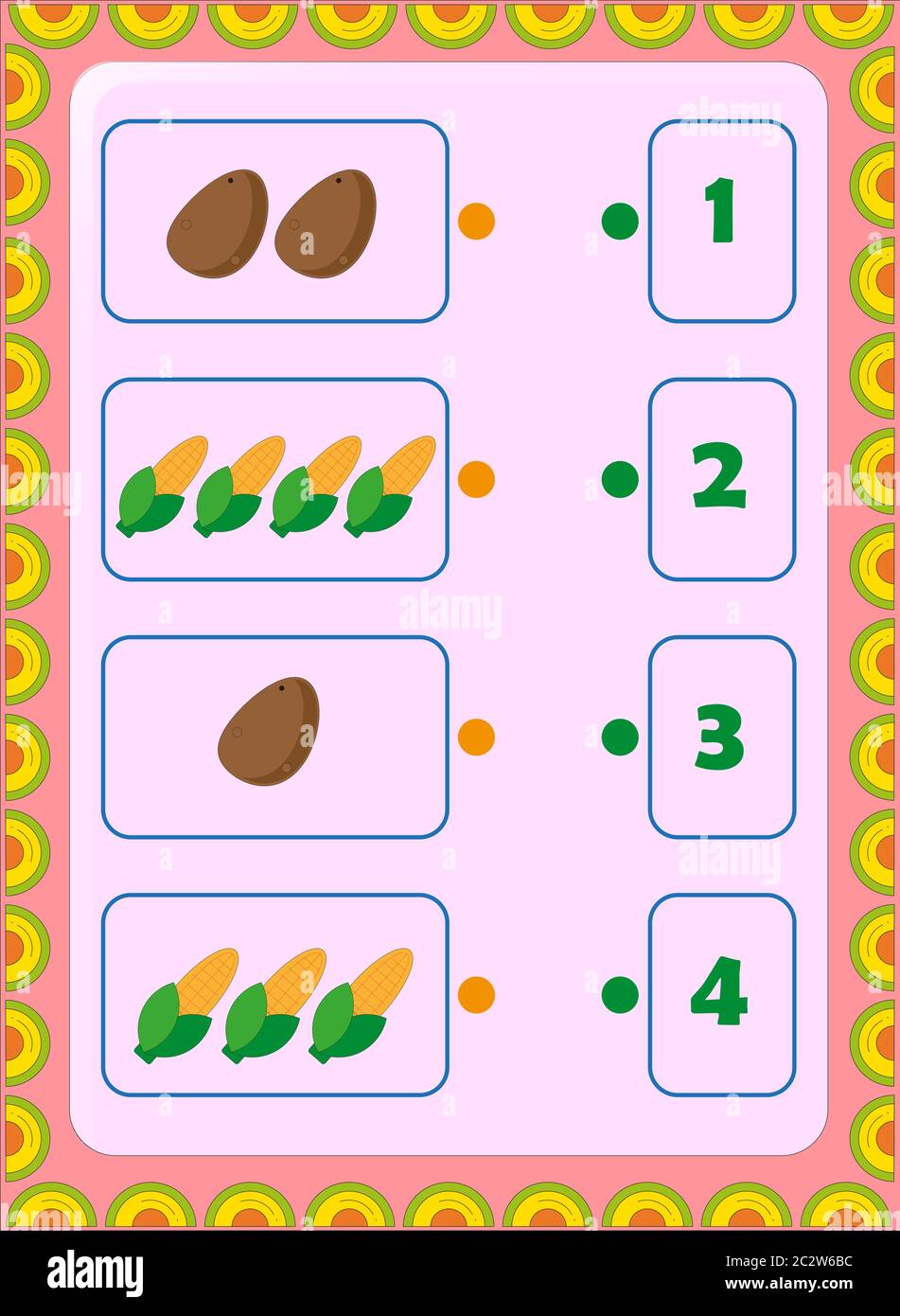 Preschool and toddler math with potato and corn design Stock Vector ...