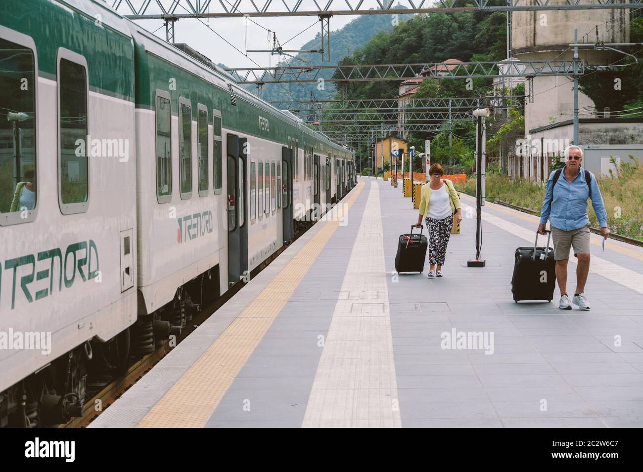 Como railway station arriving train Trenord Italia. Trenord Locomotive ...
