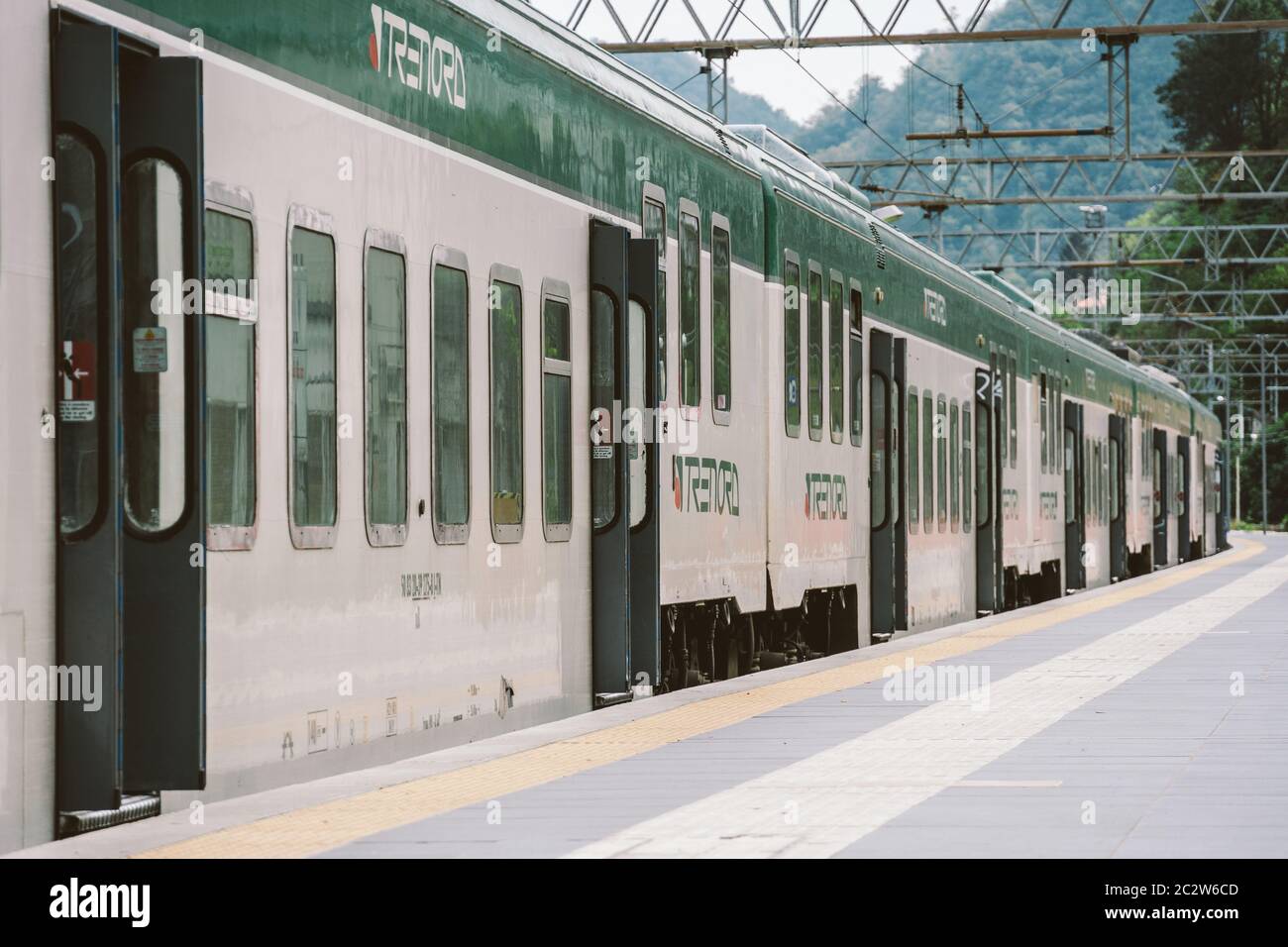 Como railway station arriving train Trenord Italia. Trenord Locomotive ...