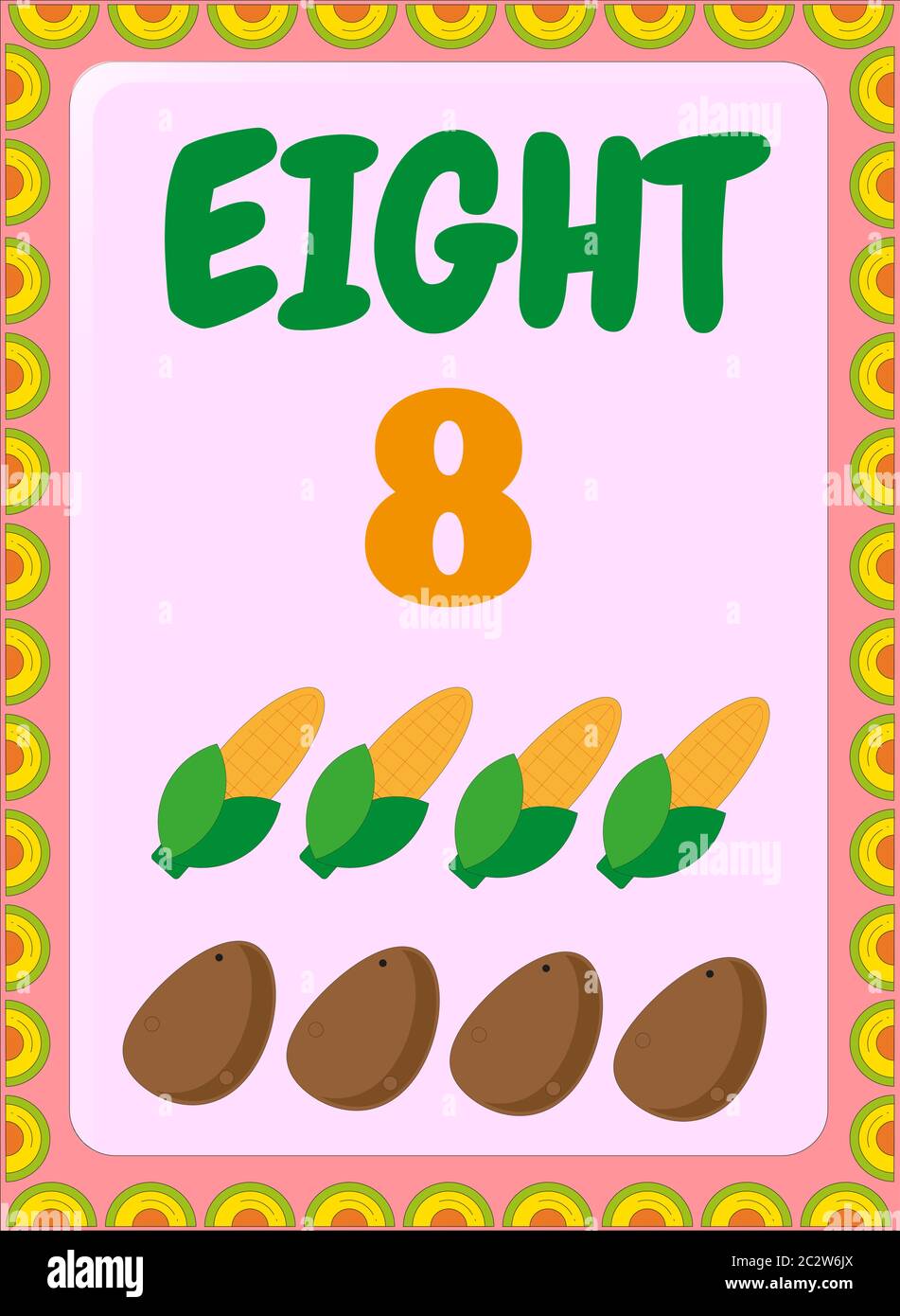 Preschool and toddler math with potato and corn design Stock Vector ...