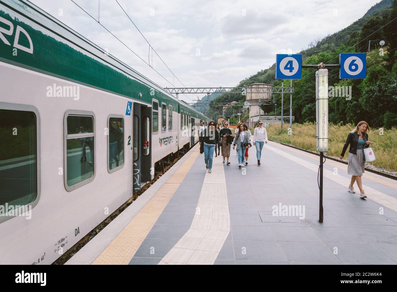 Como railway station arriving train Trenord Italia. Trenord Locomotive ...