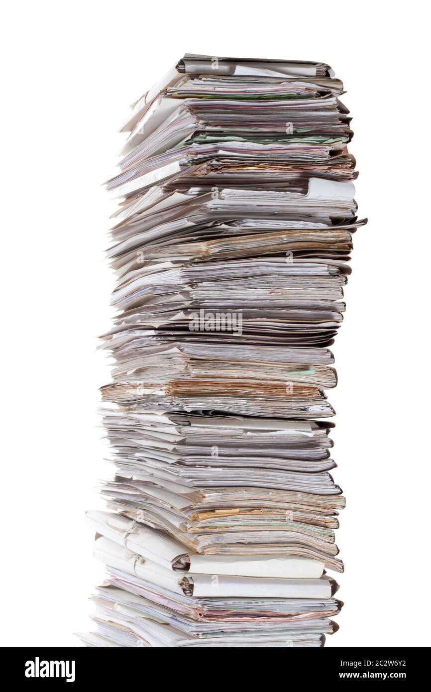 Huge stack of papers isolated on white Stock Photo - Alamy
