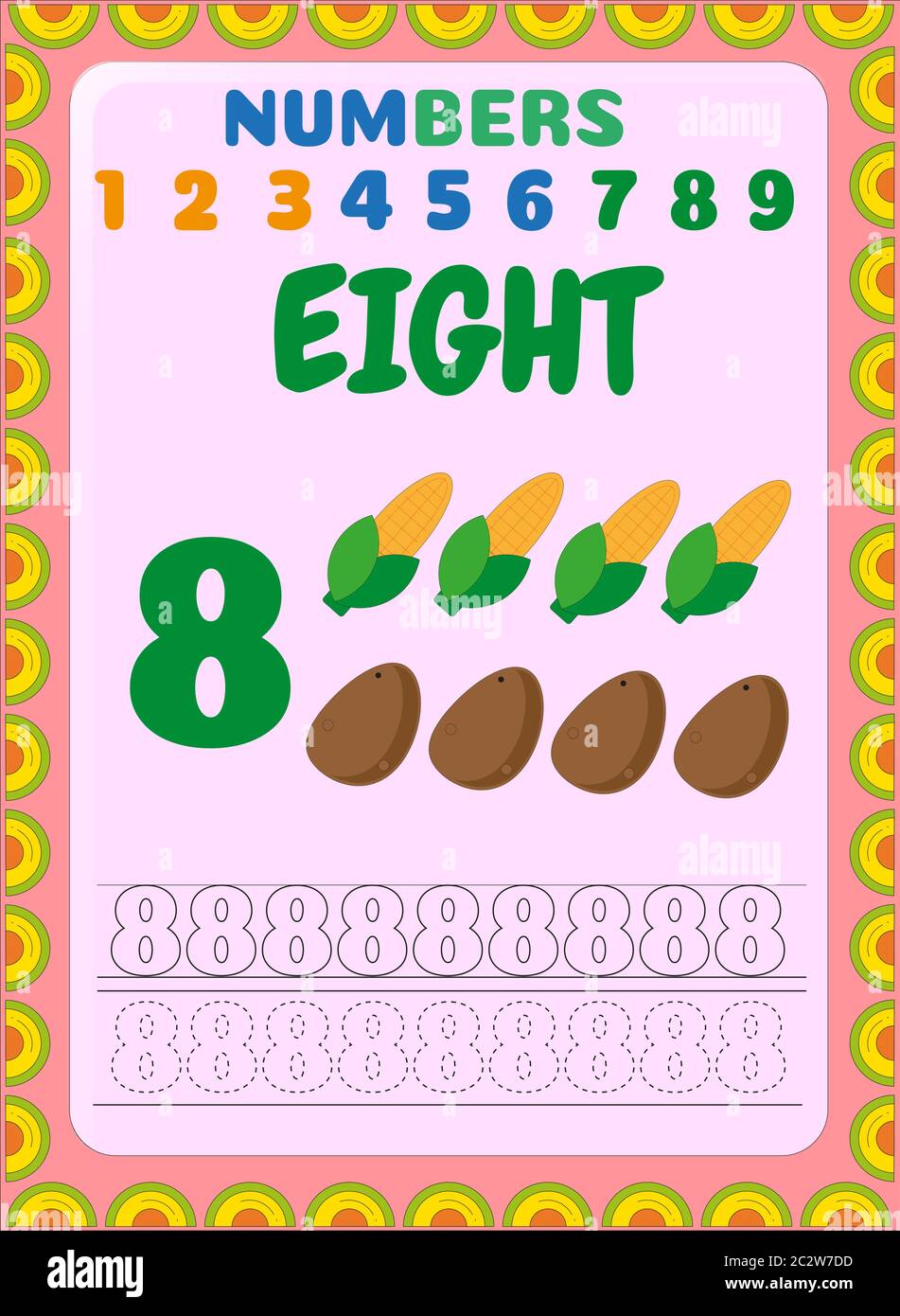 Preschool and toddler math with potato and corn design Stock Vector ...