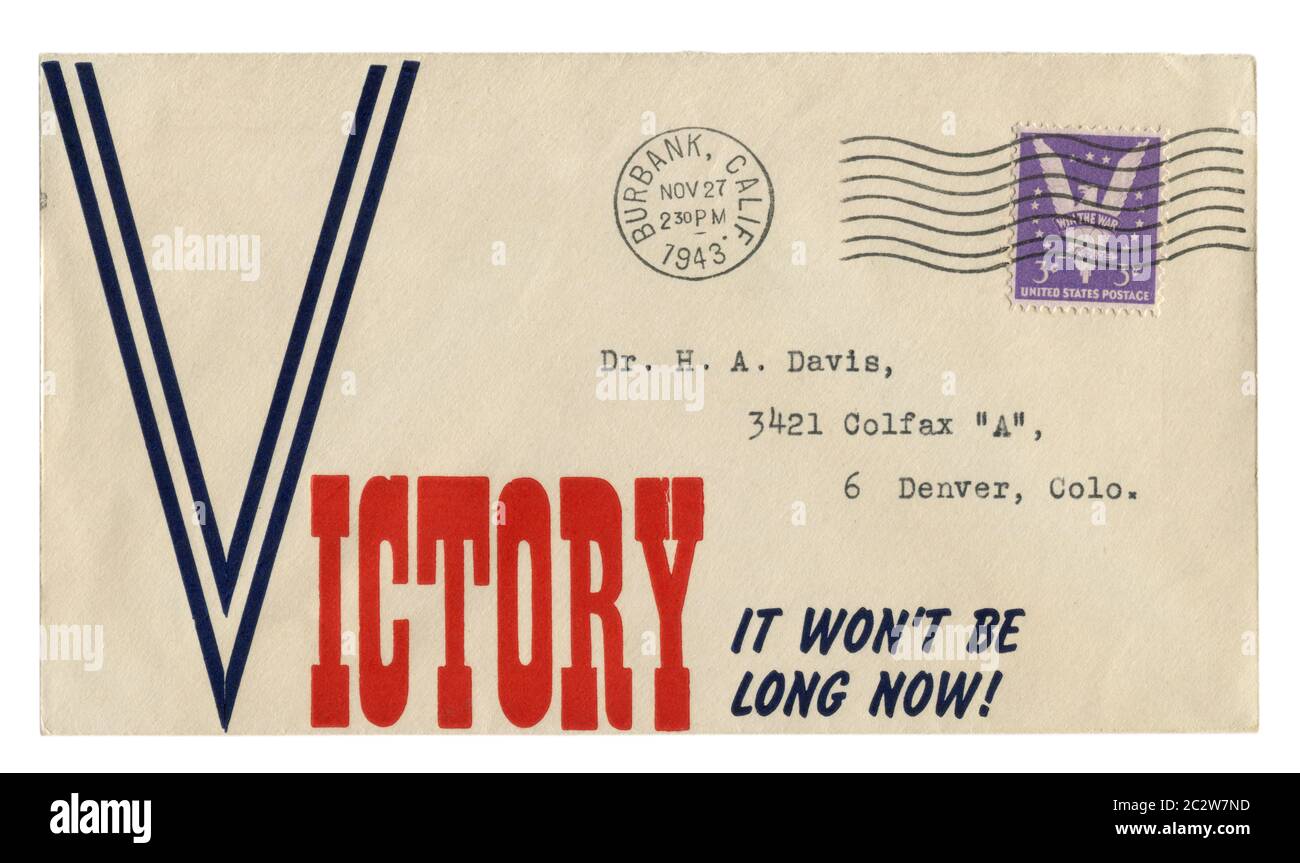 Burbank, California, The USA,27 November 1943: US historical envelope ...