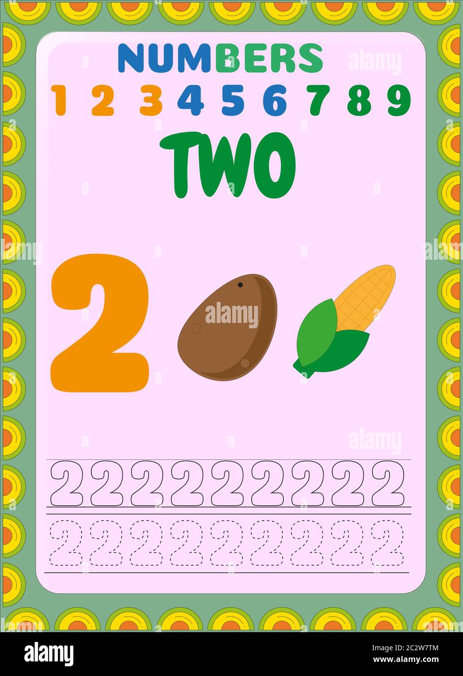 Preschool and toddler math with potato and corn design Stock Vector ...