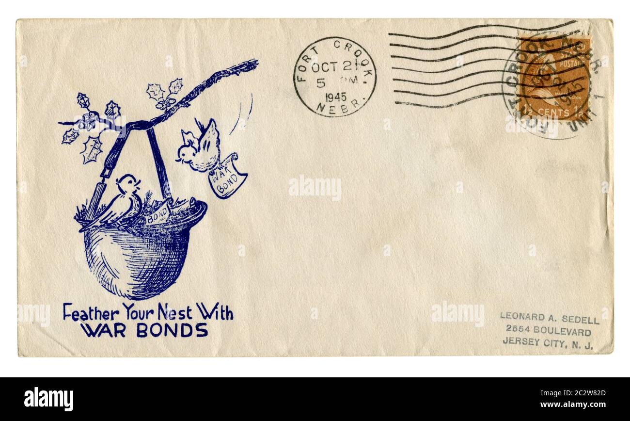 Fort Crook, Nebraska, The USA, 2 October 1945: US historical envelope ...