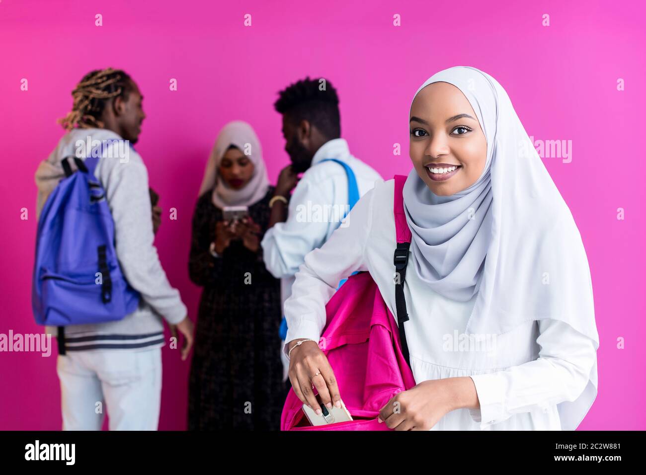 african students group using smart phones Stock Photo - Alamy