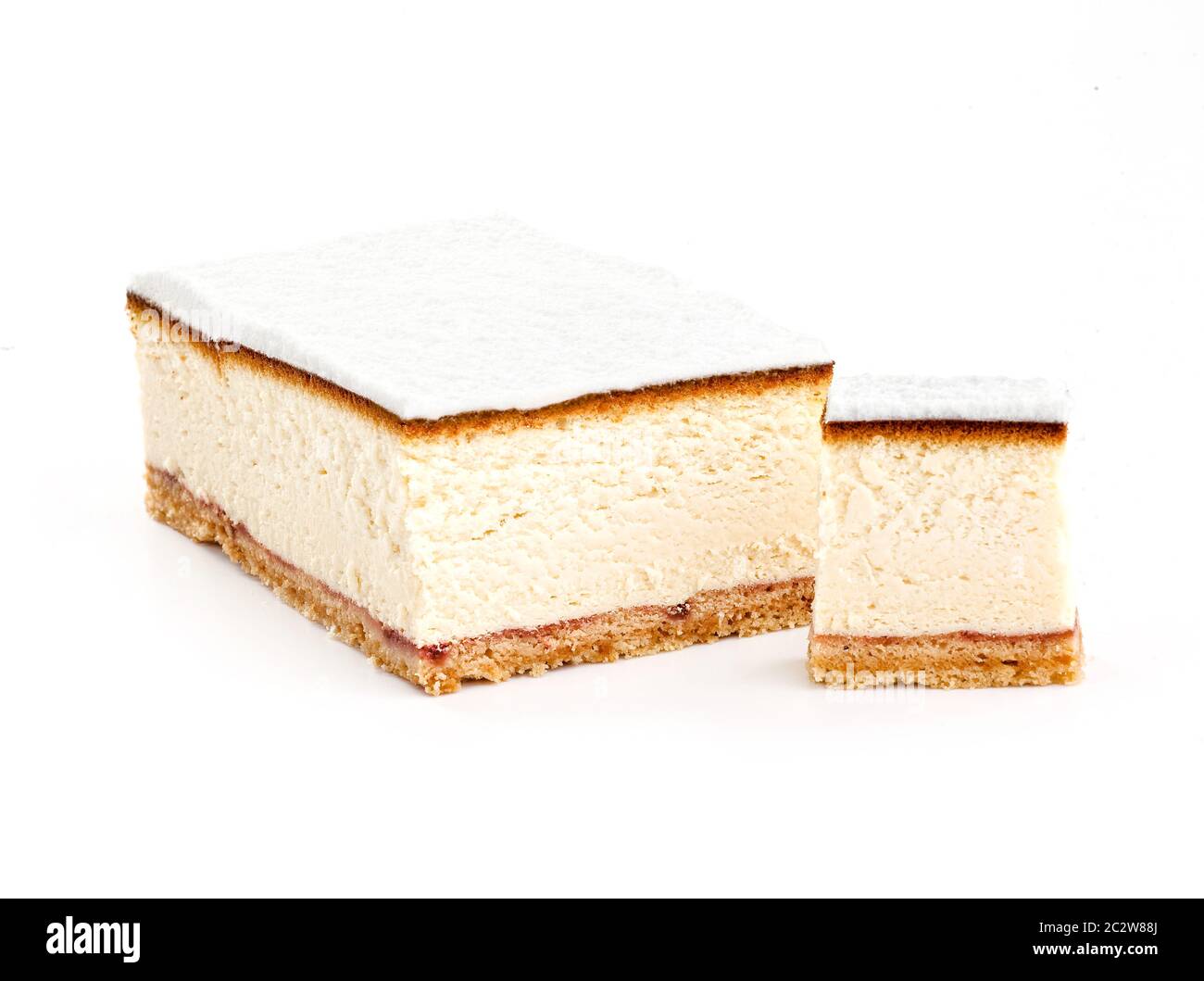 dessert cake on a white background. A large portion of cake with a ...