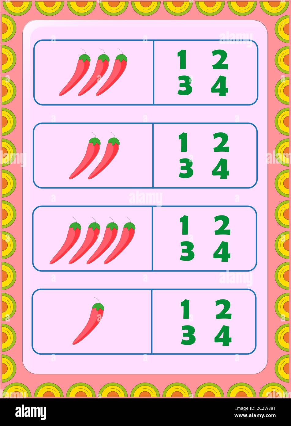 Preschool and toddler math with mexican chili design Stock Vector Image ...