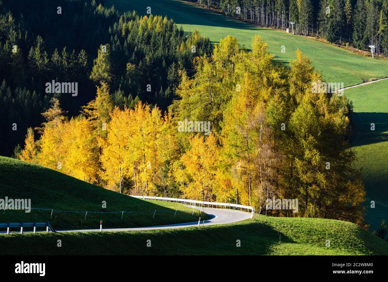 Light and shadows. Autumn Santa Magdalena Italy mountain village ...
