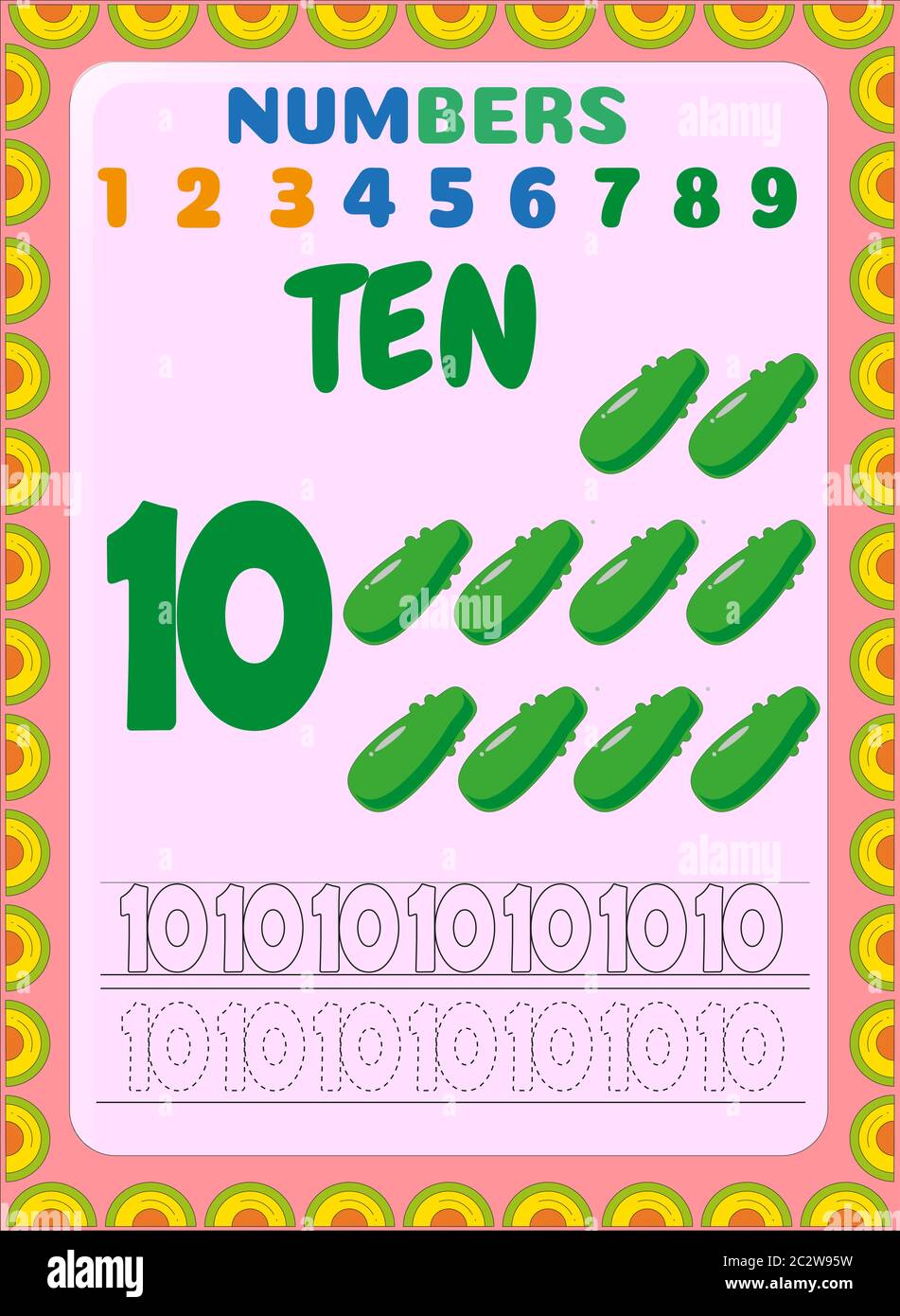 Preschool and toddler math with cucumber design Stock Vector Image ...
