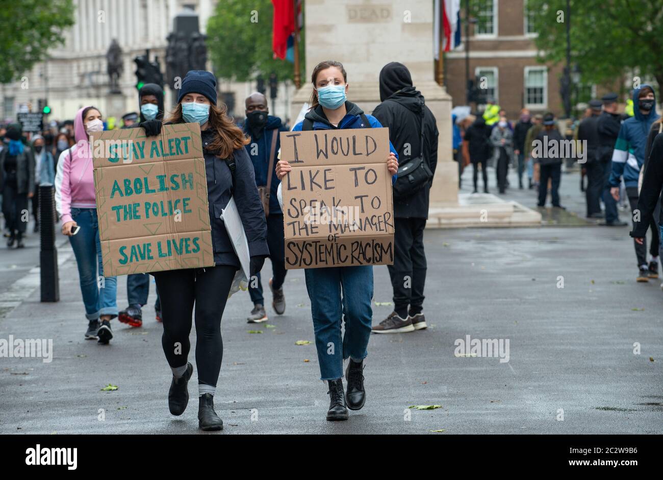 Anti-racism campaigners with signs, at the Black Lives Matter ...