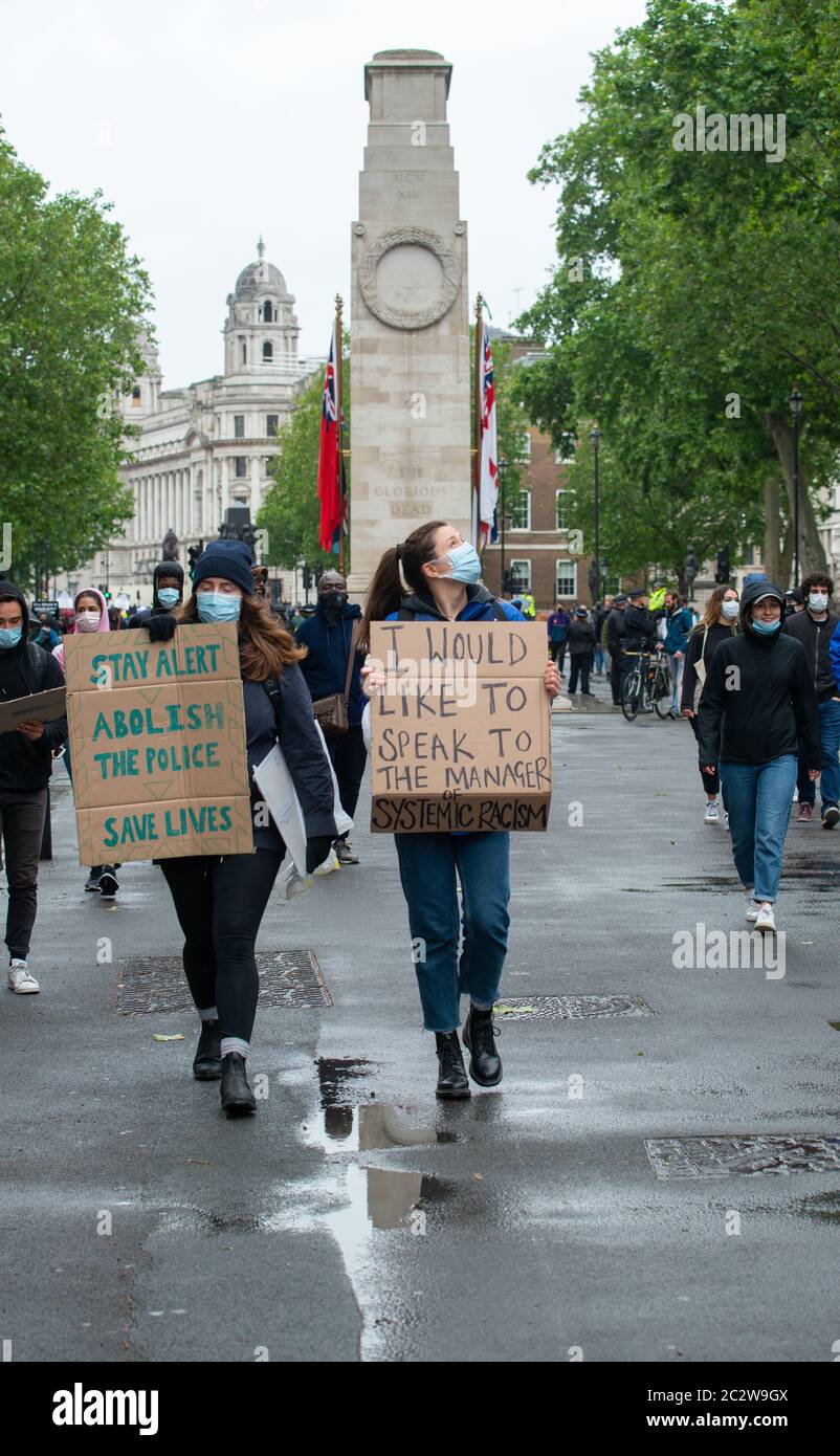 Anti-racism campaigners with signs, at the Black Lives Matter ...