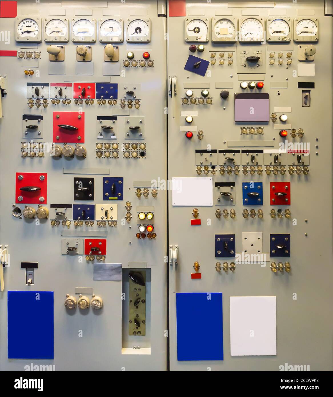 Military ship electric control panel, electricity gauge Stock Photo - Alamy
